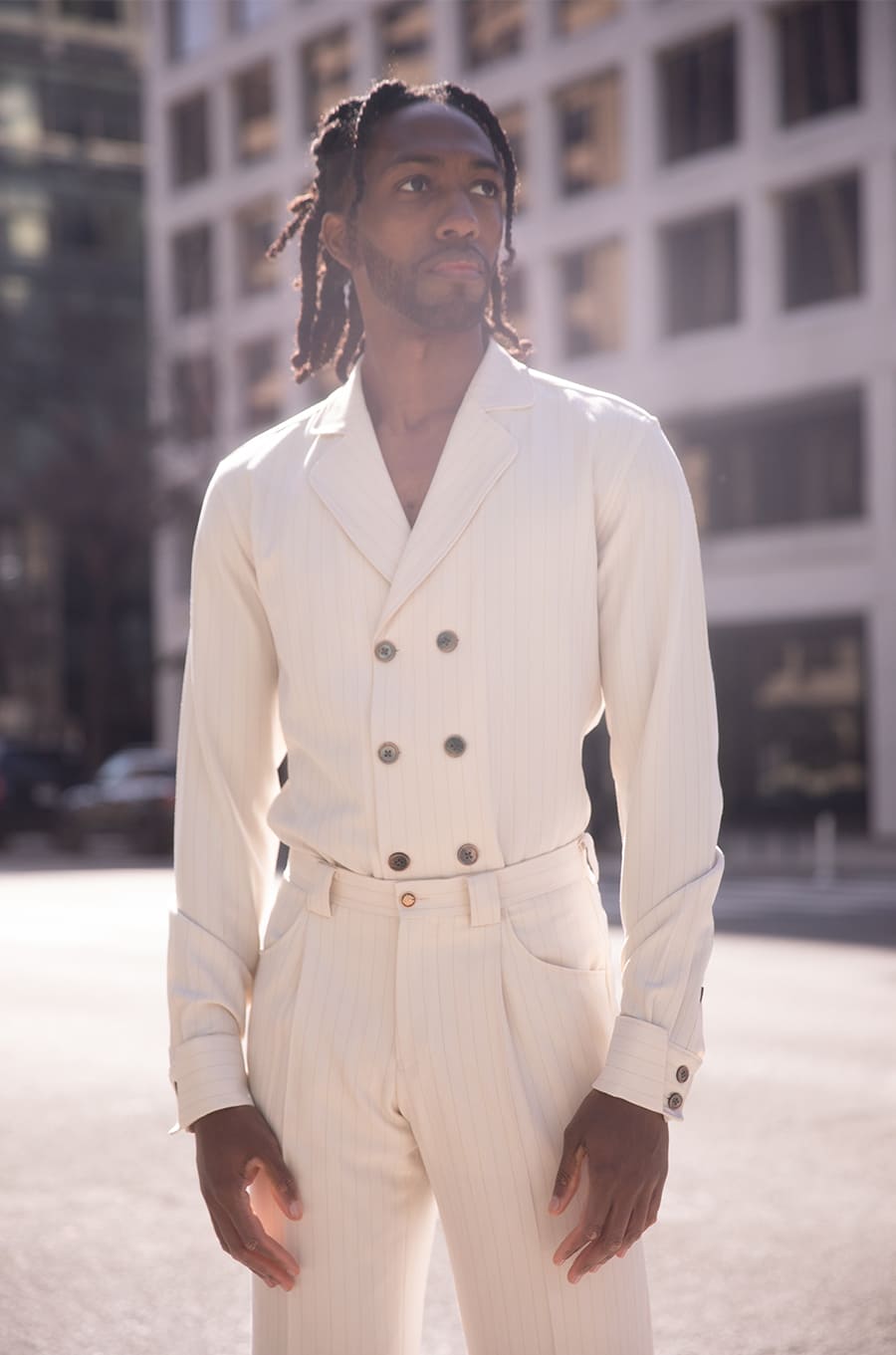 Gameli Rich Cream Gold Stripe Slim Fit Shirt